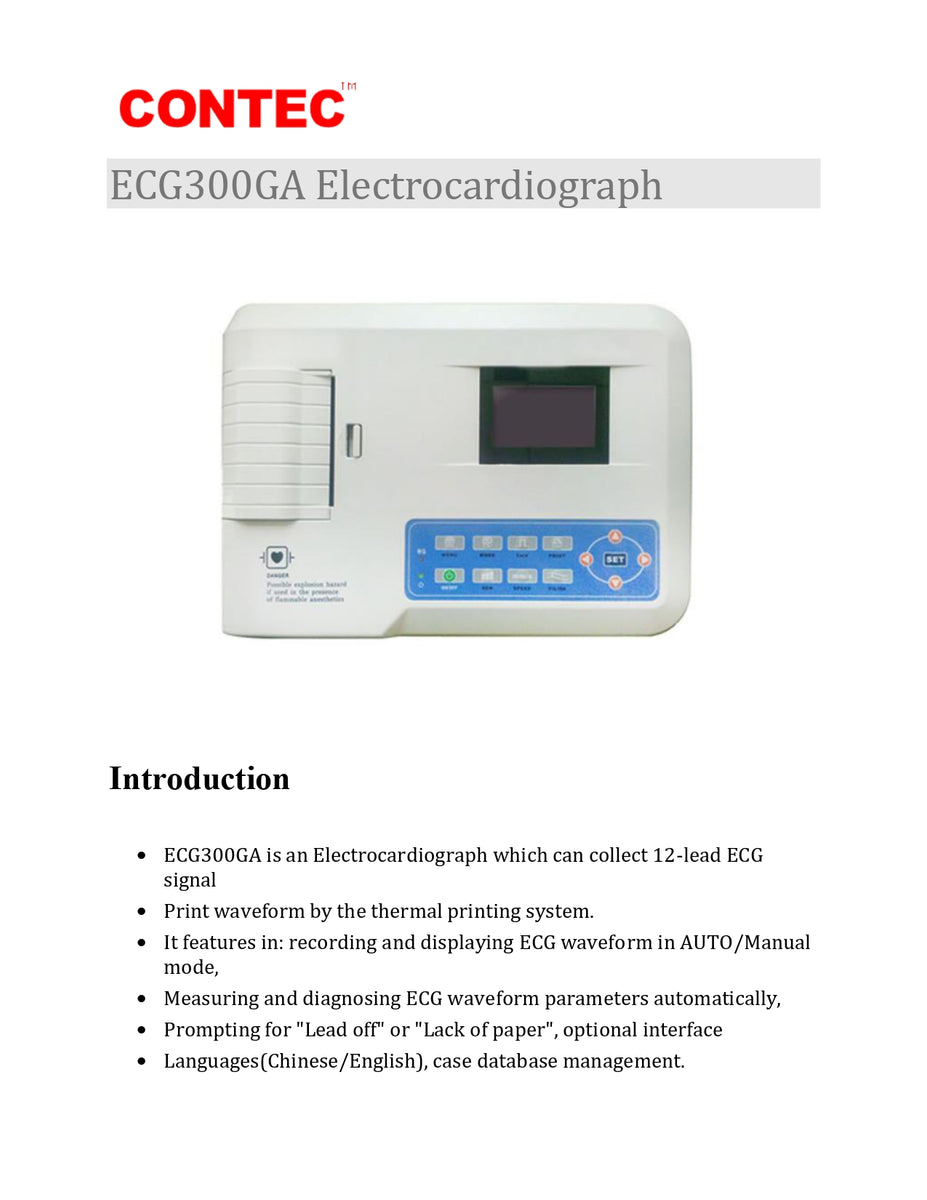 ECG Machine 3 Channel With Battery Backup 300GA Contec – HAFEEZ SURGICAL